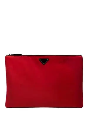 Prada Tessuto Soft Zip Clutch Bag - Red