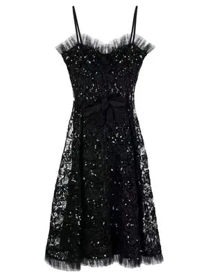 Saint Laurent Pre-owned 1980s Sequin Flared Dress - Black