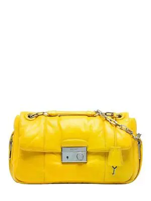 Prada Nappa Leather Sound Lock Chain Flap Shoulder Bag - Yellow