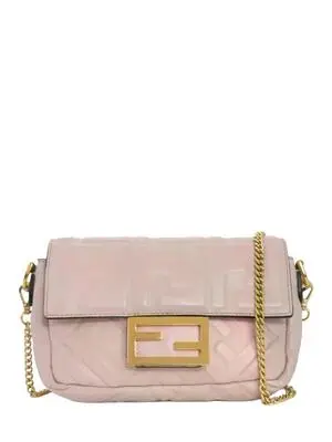 Fendi Ff-debossed Baguette Two-way Bag - Pink