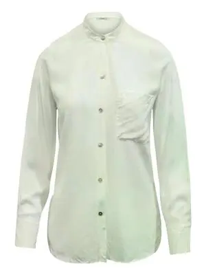 Vince Mandarin-collar Long-sleeve Shirt - White