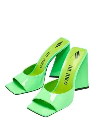 Attico 115mm Devon Patent Leather Square-toe Sandals - Green