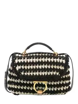 FERRAGAMO Interwoven Shoulder Bag - Black