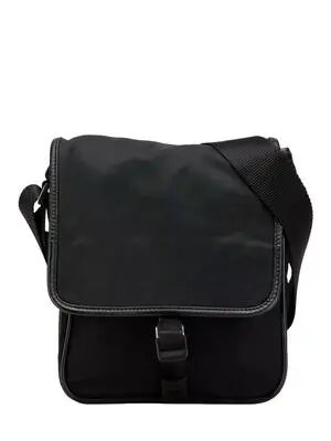 Prada Tessuto Buckle Messenger Bag - Black