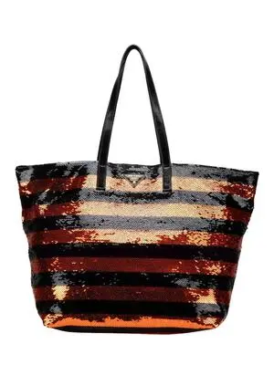 Prada 2010-2015 Sequin Stripes Tote Bag - Black