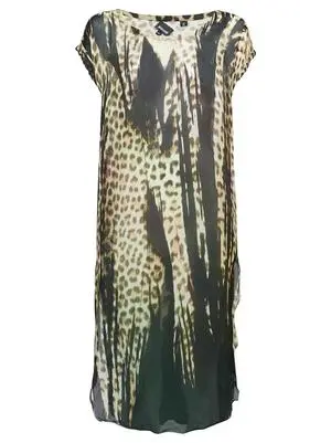 Just Cavalli Leopard-print Silk Midi Dress - Brown