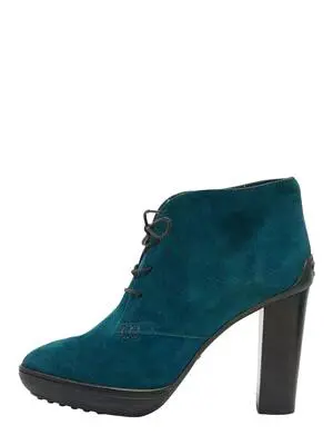 TOD'S 100mm Suede Lace-up Ankle Boots - Blue