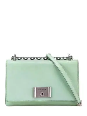Prada Saffiano Lux Chain Lock Flap Crossbody Bag - Green