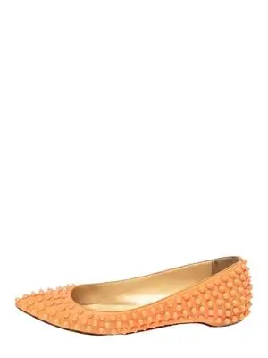 CHRISTIAN LOUBOUTIN Pigalle Leather Spiked Ballet Flats - Orange