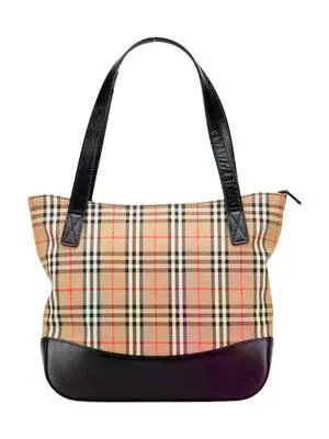 Burberry Haymarket Check Canvas Tote Bag - Brown