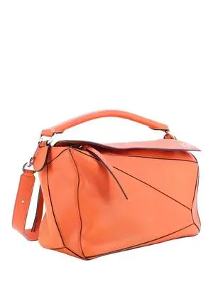 Loewe Puzzle Leather Medium Shoulder Bag - Orange