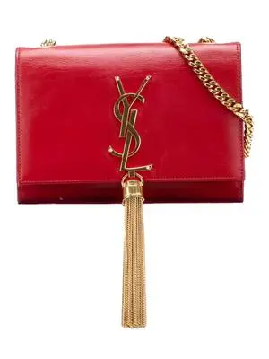 Saint Laurent 2013 Small Leather Monogram Kate Tassel Crossbody Bag - Red