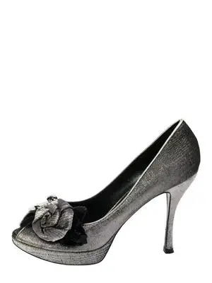 LOUIS VUITTON 115mm Floral-appliqué Pumps - Grey