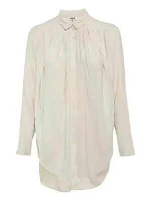 Kenzo Pleated Satin Blouse - Neutrals