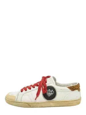 Saint Laurent Leopard-print Panelled Sneakers - White