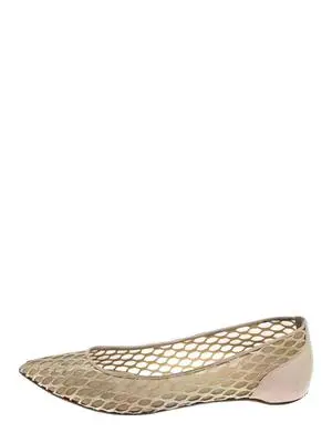 CHRISTIAN LOUBOUTIN Netted Pointed-toe Ballet Flats - Neutrals