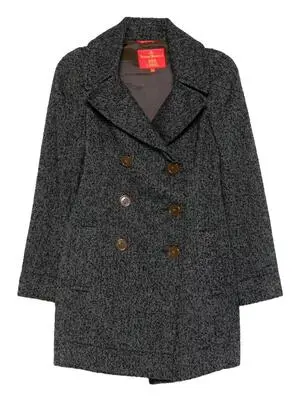 VIVIENNE WESTWOOD 1990s Mélange-effect Double-breasted Coat - Grey