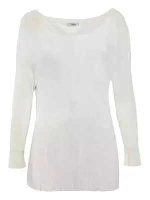 Max Mara Boat-neck Ribbed Sweater - White