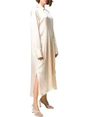 JIL SANDER Asymmetric Silk Shirt Dress - Neutrals