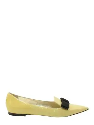 JIMMY CHOO Gala Bow-detail Patent-leather Ballet Flats - Yellow