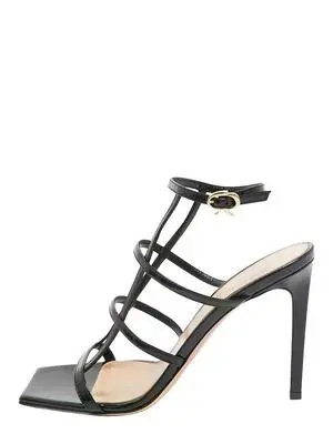 GIANVITO ROSSI Patent Leather Cage Sandals - Black
