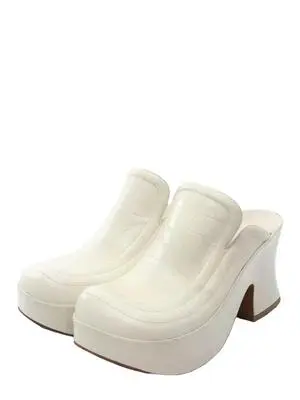 Bottega Veneta 20s 90mm Crocodile-embossed Platform Mules - White
