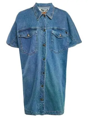 Alexander McQueen Short-sleeve Denim Dress - Blue