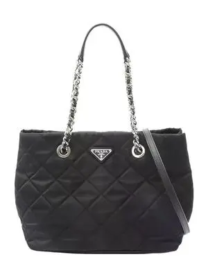 Prada 2010s Quilted Chain Tote Bag - Black