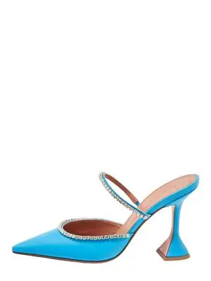 Amina Muaddi Rhinestone-embellished Pointed Mules - Blue