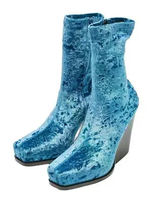 Stella McCartney 100mm Groove Velvet Boots - Blue