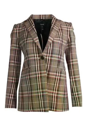 THEORY Plaid Single-Breasted Blazer
