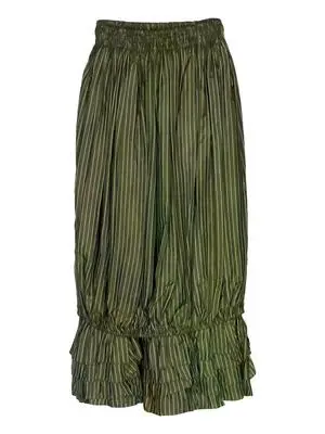 Jean Paul Gaultier 1990s Stripe-print Fluted Skirt - Green