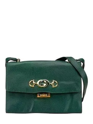 GUCCI Leather Zumi Flap Crossbody Bag