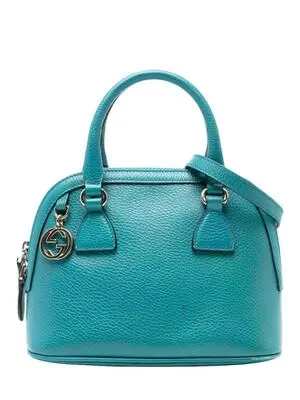 Gucci Mini Leather Gg Charm Dome Satchel - Blue