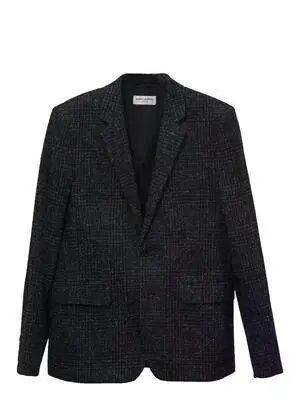 Saint Laurent Checkered Blazer - Black