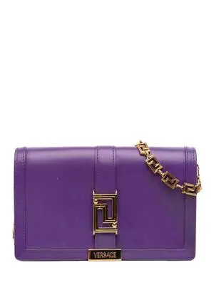 Versace Leather Greca Goddess Wallet On Chain - Purple