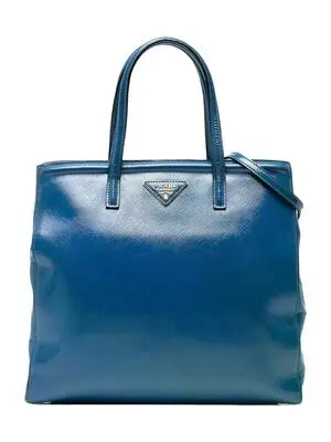 Prada Saffiano Vernice Satchel - Blue
