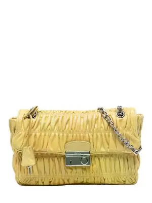 Prada Nappa Gaufre Sound Chain Flap Shoulder Bag - Yellow
