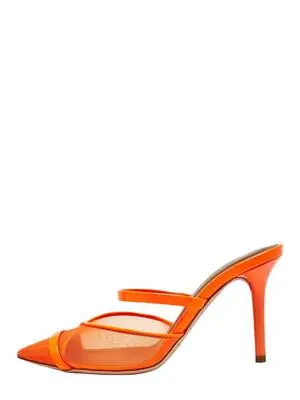 MALONE SOULIERS 90mm Leather Heeled Mules - Orange