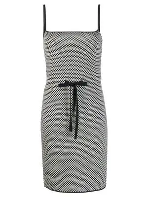 Dior 2010s Geometric Pattern Drawstring Dress - Black
