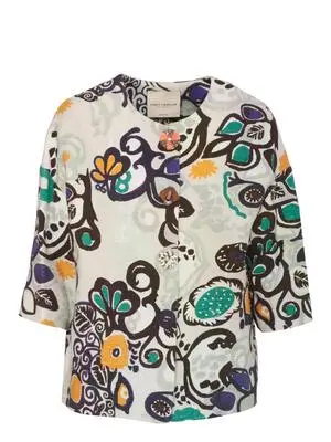 Erika Cavallini Floral-print Jacket - White
