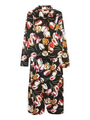 Marni Floral-print Long-sleeve Blouse - Black