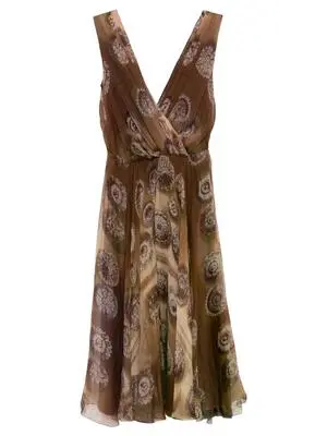 Prada Printed Chiffon Dress - Brown