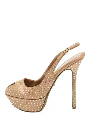 SERGIO ROSSI 145mm Crystal-embellished Slingback Pumps - Brown
