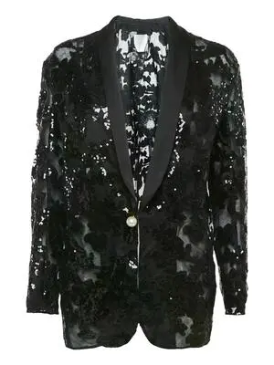 INGIE PARIS Sequin-embellished Tulle Blazer - Black
