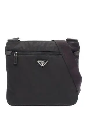 Prada Tessuto Zip Top Crossbody Shoulder Bag - Black