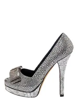 Fendi 2023 140mm Embellished Bow Pumps - Grey
