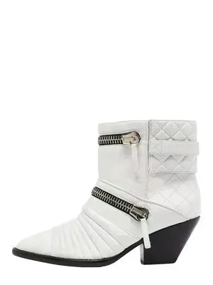 GIUSEPPE ZANOTTI 65mm Quilted Zip-detail Ankle Boots - White
