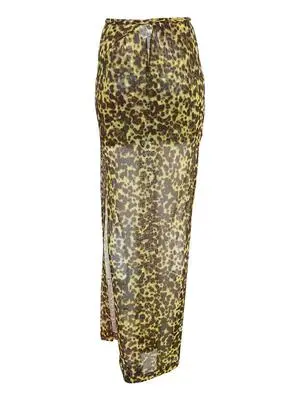 Versace Leopard-print Mesh Skirt - Yellow
