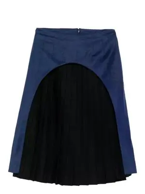 Fendi 2010s Pleated Wool-blend Skirt - Black